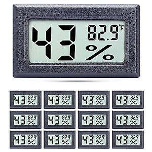 Goabroa (12 Pack) Mini Small Hygrometer Thermometer, Digital Indoor Humidity Gauge Monitor with Temperature Meter Sensor Fahrenheit (℉)