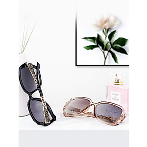 Frienda 3 Pieces Women Polarized Oversized Sunglasses Shiny Composite Frame Sunglasses Vintage Rhinestone Glasses
