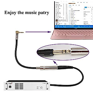 AAOTOKK 90 Degree 1/8 to 1/4 Stereo Adapter Cable, TRS 90 Degree 3.5mm Male to 6.35mm Female Stereo Audio Adapter for Amplifiers, Guitar,Home Theater Devices,Laptop etc.(9inch/24cm）