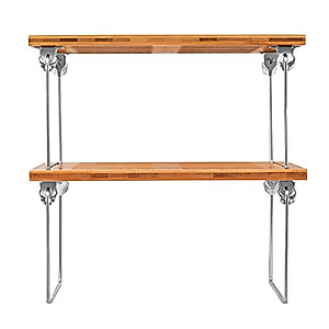 Internet's Best - Stacking Utility Shelf - Bamboo - 2 Shelves - Kitchen Cabinet Closet Organizer and Storage - Small