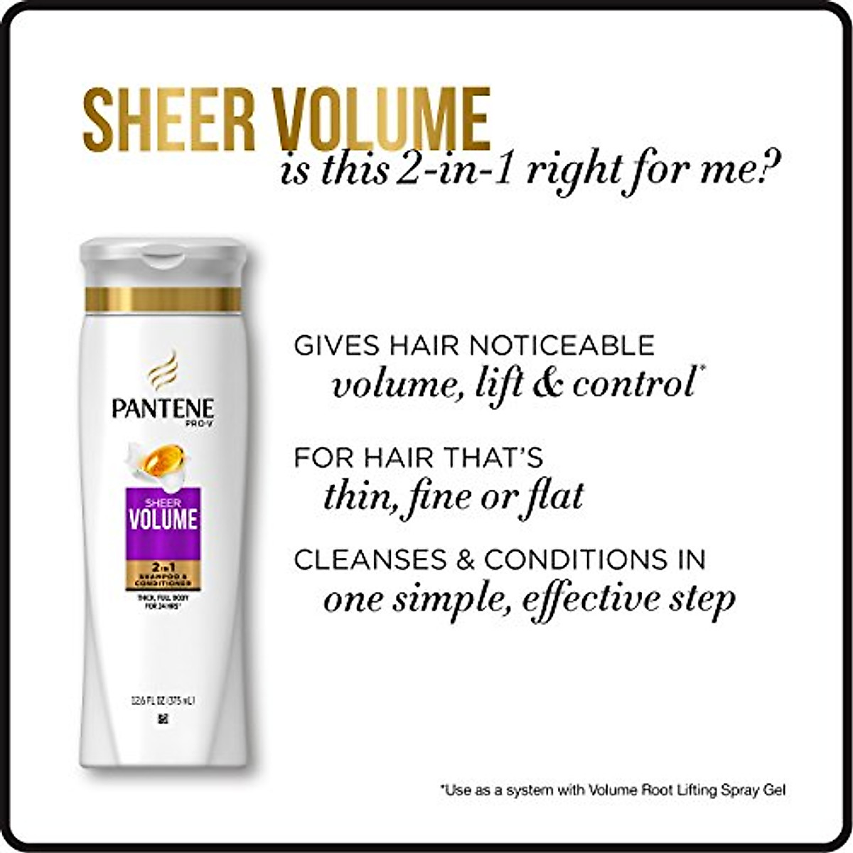 Pantene Sheer Volume 2 in 1 Shampoo & Conditioner 20.1 Fl Oz