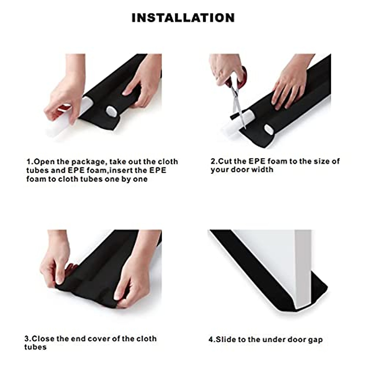 Door Draft Stopper, Pure Cotton 21-42 inch Adjustable Under Door Draft Stoppers, Soundproof Door Sweep for Interior and Window, Twin Door Sweep Weather Stripping Blocker Guard, Machine-Washable