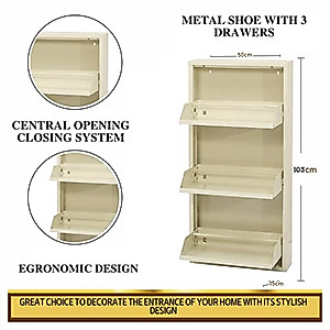 Alveon Flip Drawer Shoe Cabinet, Storage Organizer, Freestanding Shoe Rack, Wall Mounted No-Assembly (Gray, 3 Drawer)