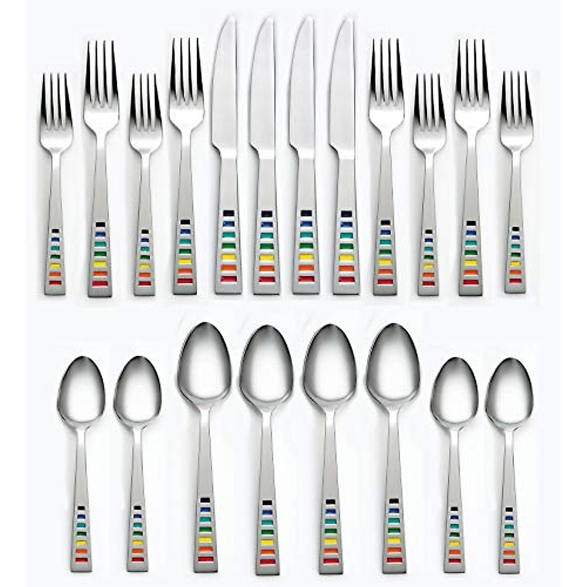 Fiesta - 641020R Fiesta Celebration 20-Piece Flatware Silverware Set, Service for 4, Stainless Steel, Includes Forks/Knife/Spoons