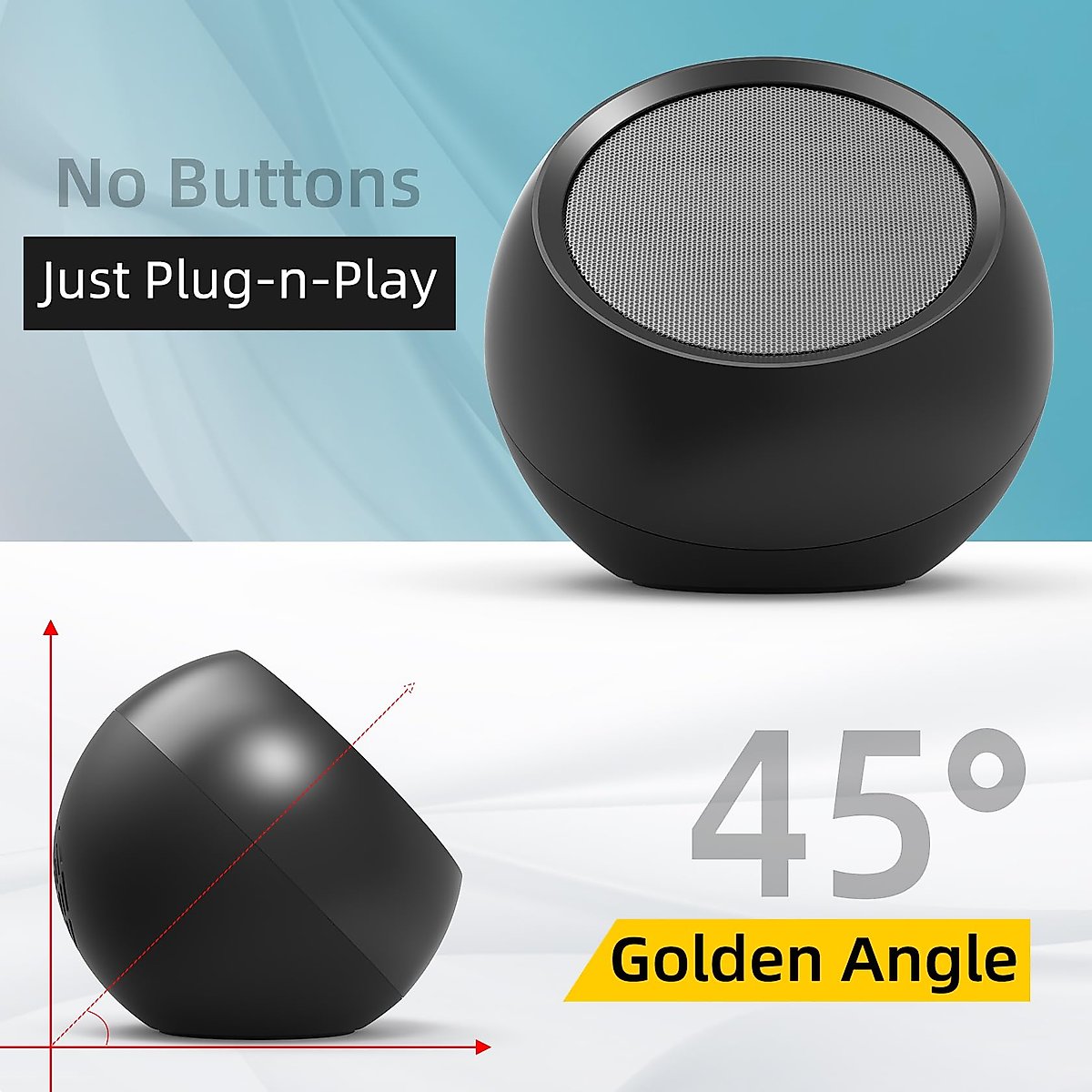 XKX [Single] USB Computer Speakers for Desktop, PC, Laptop, Small Plug-N-Play Speakers with Crystal-Clear Sound, Loud Volume, Rich Bass, Compatible with Windows/macOS/ChromeOS/Linux