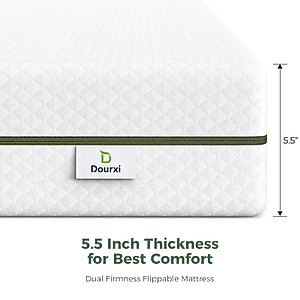 Dourxi Crib Mattress, Dual-Sided Comfort Baby and Toddler Mattress with Cool Gel Memory Foam and Removable Cover, Fits Standard Size Cribs and Toddler Bed, 52x27.5x5.5 inches