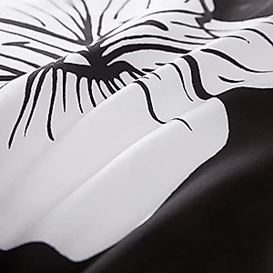 Menghomeus Black Comforter Set Full - Red and White Floral Comforter with 2 Pillowcases Modern Bedding Sets Lightweight Boho Bed Set for All Season (1 Comforter, 2 Pillowcases)