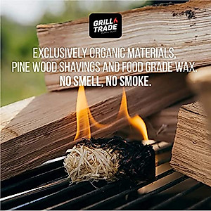 Grill Trade Firestarters 50 pcs | Natural Fire Starters for Fireplace, Wood Stove, Campfires, Fire Pit, BBQ, Chimney, Pizza Oven | All Weather Charcoal Starters Waterproof Indoor/Outdoor Eco Friendly