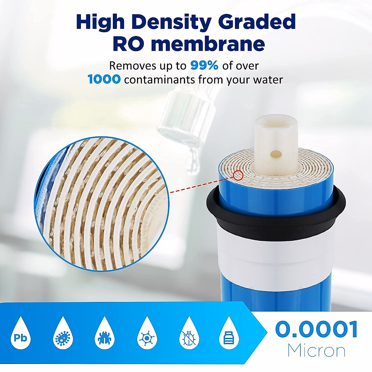 75 GPD RO Membrane and 2x T33 Inline Carbon Filters by Membrane Solutions