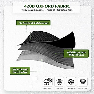 Patio Swing Cushion Cover Replacement Waterproof Outdoor Swing Seat Cover 3 Seater Dustproof Protective Covers for 3 Seat Garden Swing Chair Cushions (Only Cover, No Cushion) 59x59x4 Inch