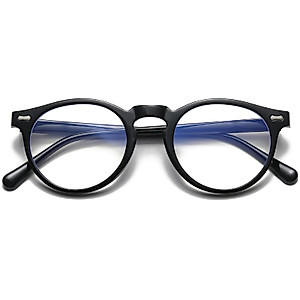 EYLRIM Round Blue Light Glasses Thick Circle Frame Clear Lens Non Prescription Eyewear(01 Black)