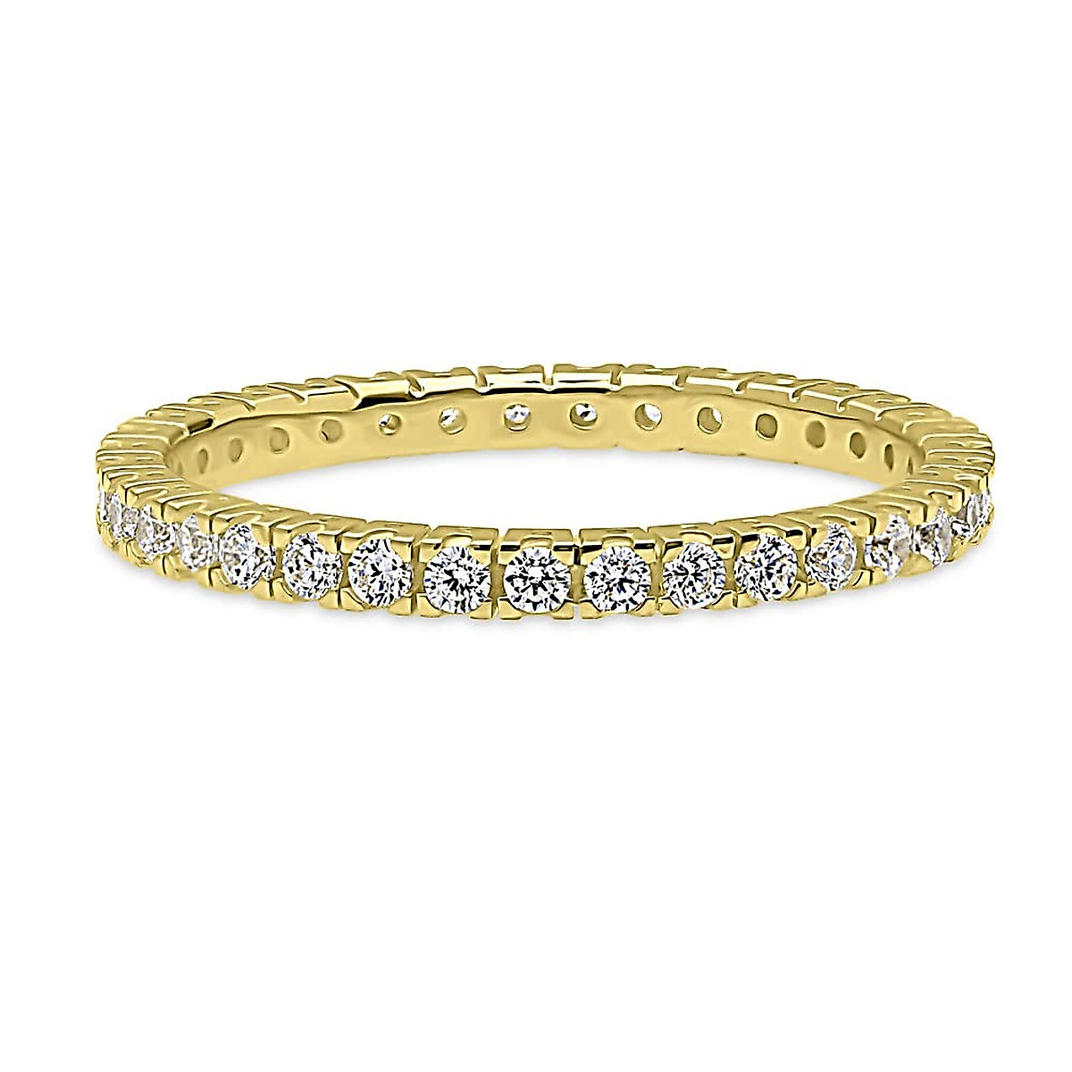BERRICLE Sterling Silver Wedding Rings Cubic Zirconia CZ Eternity Ring for Women, Yellow Gold Flashed Size 9