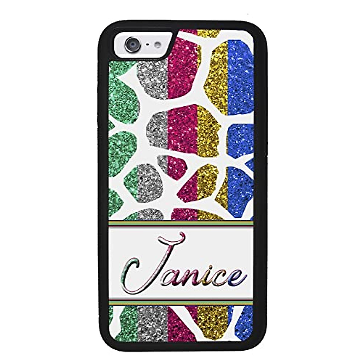 Glittery Sparkle Zebra Colorful Personalized Apple iPhone Black Rubber Phone Case Compatible with iPhone 14 Pro Max, Pro, Max, iPhone 13 Pro Max Mini, 12 Pro Max Mini, 11 Pro Max X XS Max XR 8 7 Plus