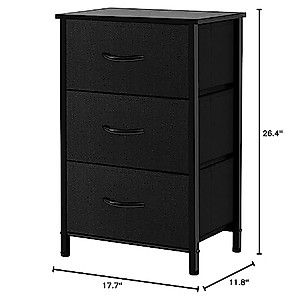 AZL1 Life Concept Storage Dresser Furniture Unit-Small Standing Organizer for Bedroom, Office, Living Room, and Closet-3 Drawer Removable Fabric Bins, Black