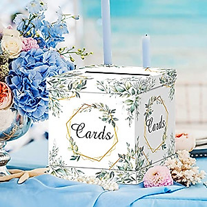 SietDESEO Greenery Card Box 10x10x10 Inch Floral Money Card Box Wedding Gift Card Holder Box Card Box Holder for Wedding Reception Baby Shower Birthday Party Supplies Raffle Box