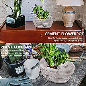 Cabilock Palm Planter Concrete Plant Pots Decorative Succulent Pot Bonsai Plants Flower Pots Tiny Desk Flower Planter Floor Vase Desk Aloe Planter Body Bud Vase Aloe Vera Human Body Cement