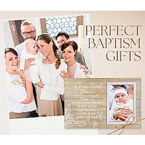 Baptism Gifts for Girls - Baptismal Gifts, Christening Gifts for Baby Girls, Boys - Baby Dedication Gifts from Godmother, Godfather, Godparent - Wood Picture Frame, 4"x 6" Photo, Wall & Tabletop