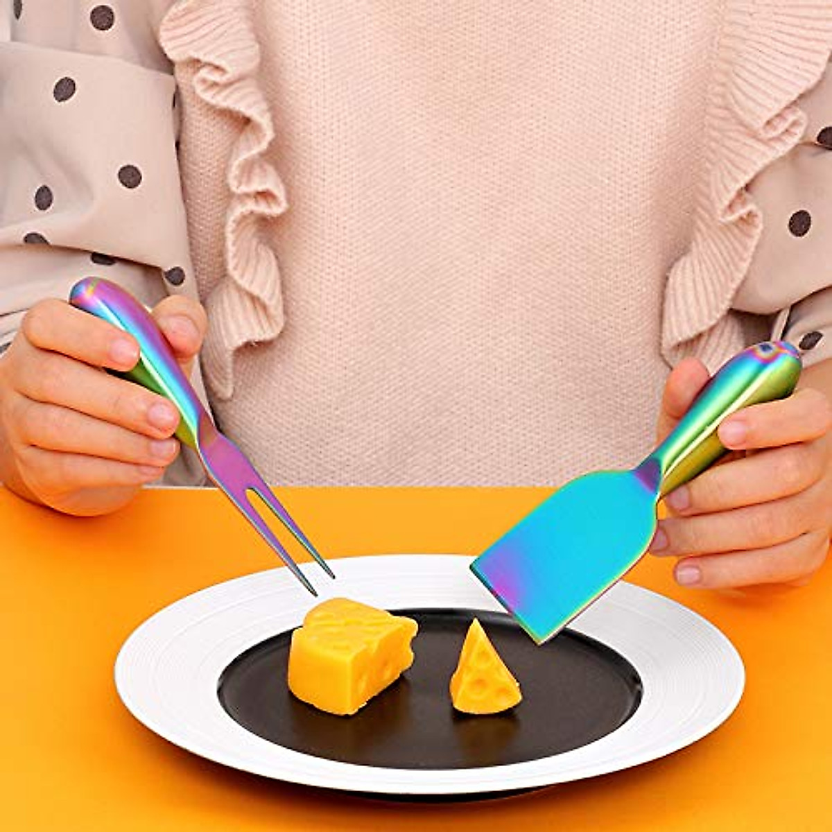 Buyer Star Cheese Desert Knives Set of 4, Stainless Steel Black 5.3 inch Breakfast Butter Knife, Slicer Sandwich Spreader