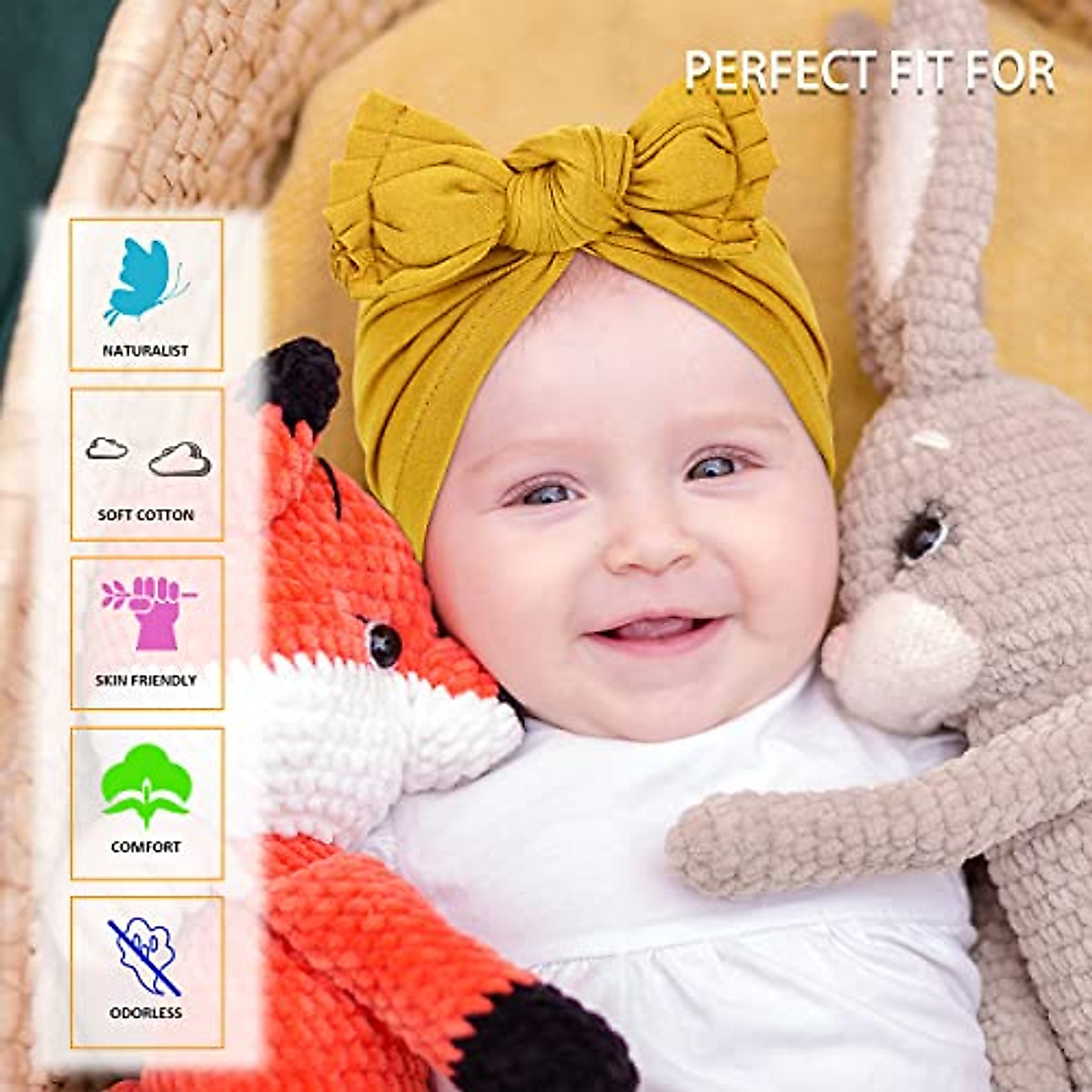 Weradau Baby-Girls Turban,Baby Girl Hat,Turban Hats for Infant Toddlers Girls, Baby Turban Hats with Bow Cap