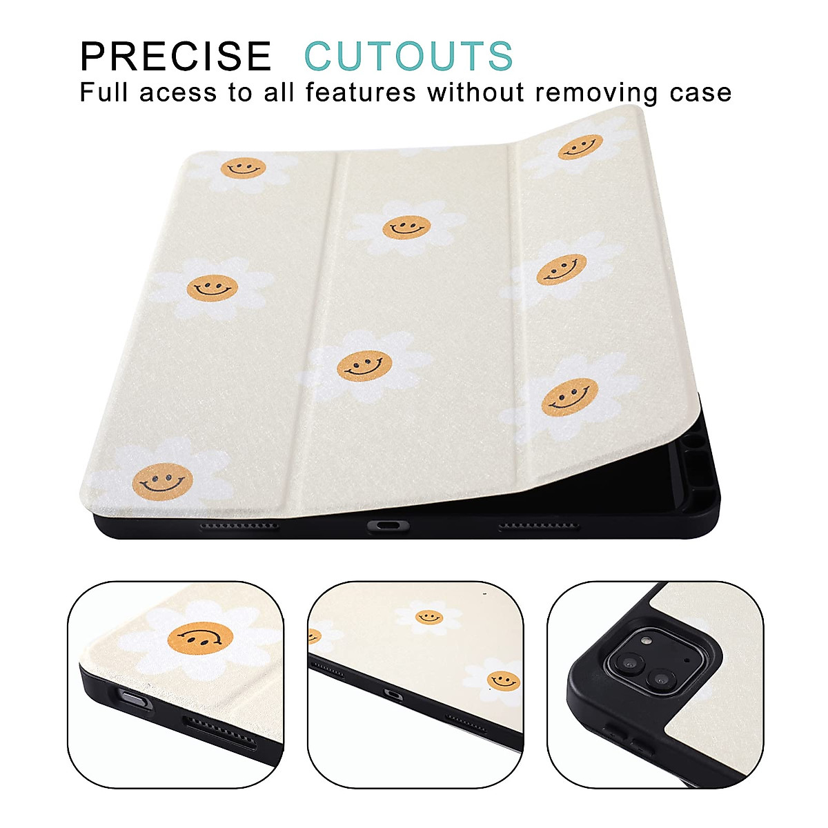 Cute Sunflower PU Leather Case for 2022 iPad 10th Generation 10.9 Inch Case with Pencil Holder Protective Stand Cover for 10.9" iPad 10th Gen 2022 Release A2696 A2757 A2777