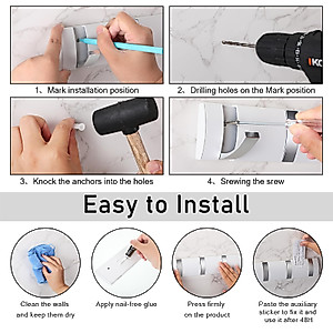 Wesiti 2 Pack Wall Mounted Coat Rack, Aluminum Coat Hook, Floating Folding Wall Hooks with 4 Retractable Hooks Space Saving Wall Hook Rail Hangers for Entryway Bathroom Livingroom Bedroom Hat, White