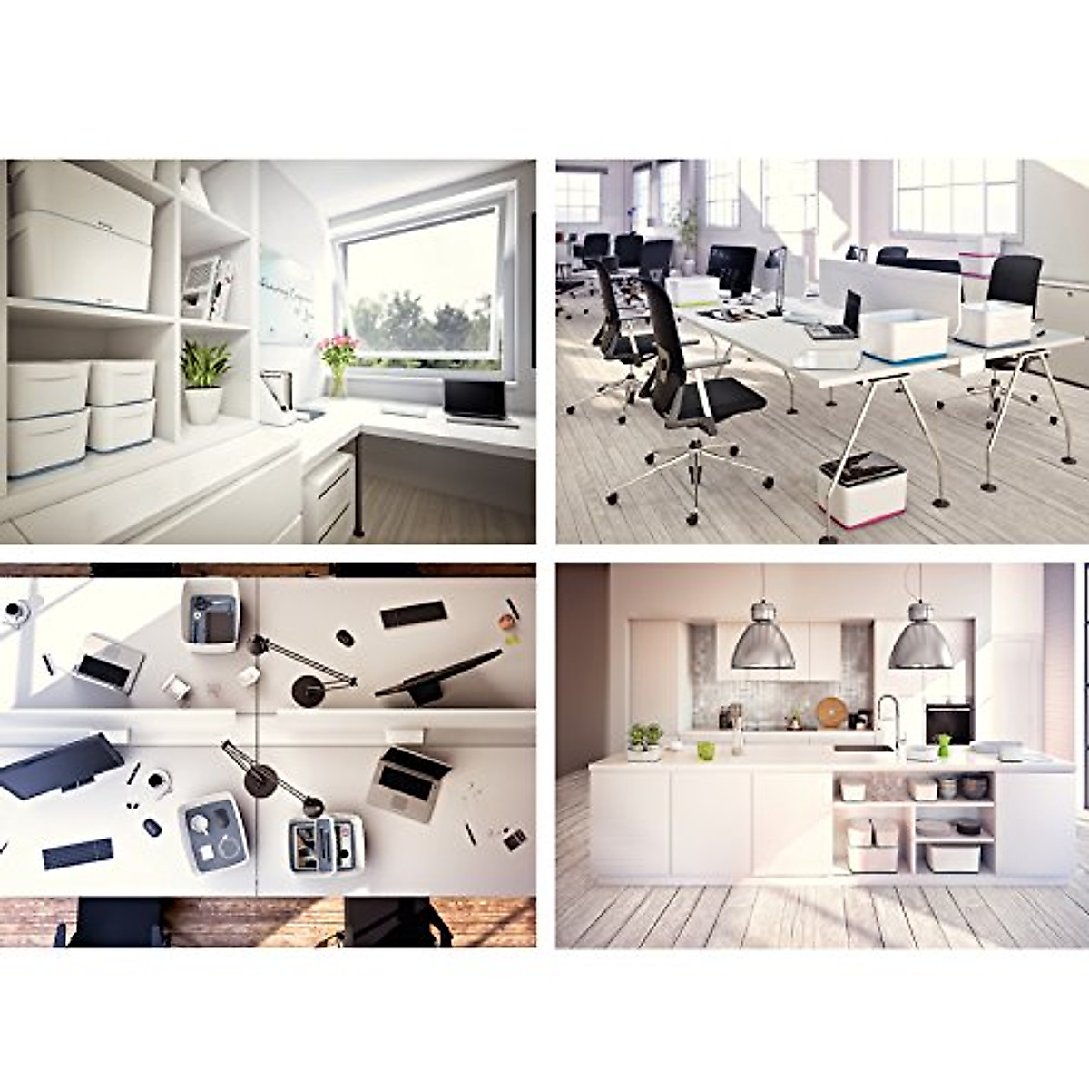 Leitz Large MyBox with Lid, Storage Box for Home and Office, High Gloss Plastic,18 Litre, A4, White/Grey