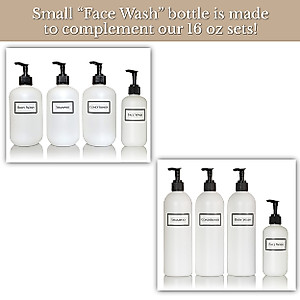 Artanis Home Silkscreened Empty Small Face Wash Bottle, 8 oz, White (Black Pump)