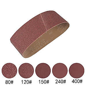 3X21 Sanding Belts 15PCS Belt Sander Paper Aluminum Oxide (3 Each of 80/120/150/240/400 Grits) Ideal for Wood Metal Paint Sanding
