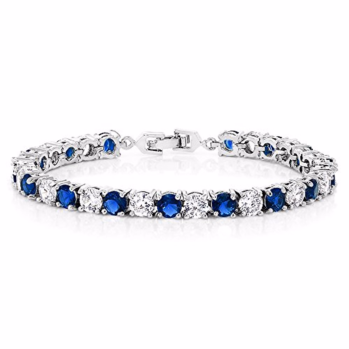 Sparkling Multi-Color Round Cubic Zirconia CZ Women's Tennis Bracelet (7.50 cttw, 7 Inch), Blue and White