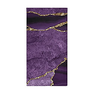 Purple Gold Agate Pattern Face Towels for Skincare washcloths 2 Pack, Dish Towel for Kitchen Fingertip Bath Towels