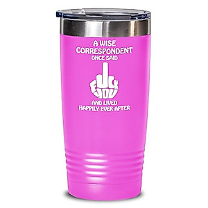 Creator's Cove Correspondent Rude 20 oz 30 oz Insulated Tumbler Fuck Off Adult Dirty Humor, Gift For Coworker Leaving Curse Word Middle Finger Cup Swearing
