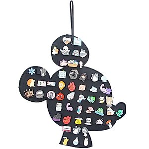 JOYMOMO Hanging Brooch Pin Organizer Enamel Pin Display Cute Cartoon Shape Brooch Pin Display Storage Holder for Brooch Pin(Without Accessories) (black-mouse)