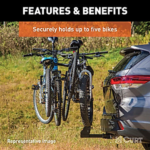 CURT 18065 Premium Trailer Hitch Bike Rack Mount, Fits 2-Inch Receiver, 5 Bicycles, Black