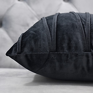 NianEr Decorative Plush Velvet Throw Pillow Covers Sofa Accent Couch Pillows Set of 2 for Bed Living Room Square Pillow Cases 18X18 Black