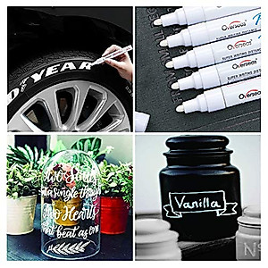 Lesun White Paint Pens Paint Markers, 12 Pack Waterproof Oil-Based Paint Pen Set Quick Dry and Permanent, Markers for Rock Painting, Stone, Ceramic, Wood, Fabric, Plastic, Canvas, Glass, Mugs, Tires…