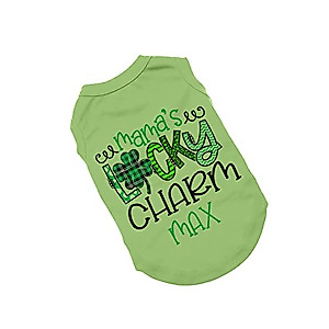 Mama's Lucky Charm Dog Shirt, Cute St. Patrick's Day Dog Shirt, Lucky Charm Shirt for Dogs,St. Patrick's Shirt for Dogs, Clothes for Pets (XS 3-6 lbs, Green Shirt)