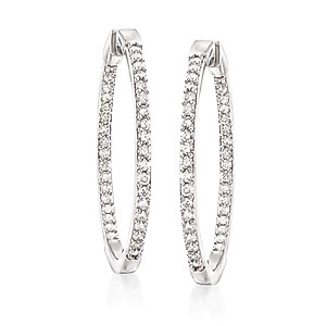 Ross-Simons 2.00 ct. t.w. Diamond Inside-Outside Hoop Earrings in Sterling Silver