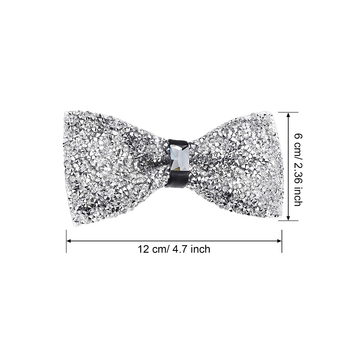 2 Pieces Rhinestone Bow Ties Banquet Bowties Men's Pre-tied Bow Ties for Wedding and Parties (Silver)