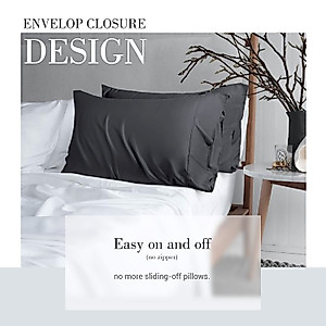 WishSmile Cooling Pillowcases Queen Pillow Cases Set of 2,Hair and Skin Friendly,Black,20x30 inches