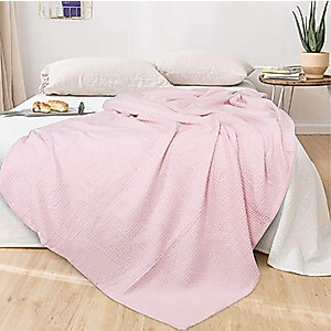 Glamburg 100% Cotton Thermal Blanket, Breathable Bed Blanket Twin Size, Soft Waffle Blanket, Twin Blanket, All Season Cotton Blanket, Baby Pink