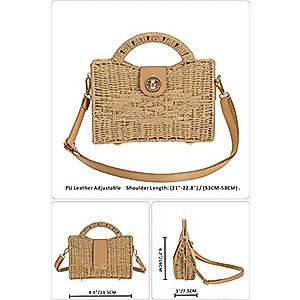So'each Women Handmade Straw Wicker Woven Purse Boho Crossbody Shoulder Bag