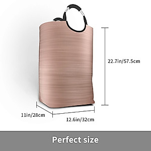 Large Laundry Hamper Bag, Collapsible Laundry Basket Elegant Rose Gold Metallic Dirty Clothes Storage Washing Bin for Bathroom, Dorm Essentials