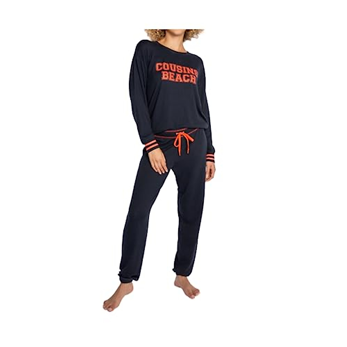 The Summer I Turned Pretty Women's P.J. Salvage Embroidery Print Top & Bottom Pant Matching Sweatshirt Pajama Set, Navy