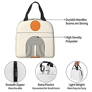 Echoserein Abstract Boho Art Simple Modern Aesthetic Lunch Bag Insulated Lunch Box Reusable Lunchbox Waterproof Portable Lunch Tote For Women Men Girls Boys