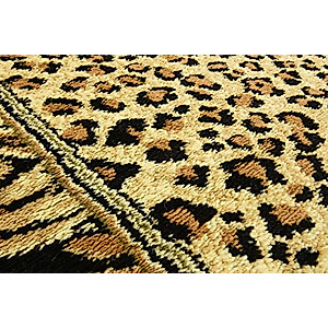 Unique Loom Wildlife Collection Animal Inspired with Cheetah Bordered Design Area Rug, 3 ft 3 in x 5 ft 3 in, Ivory/Black