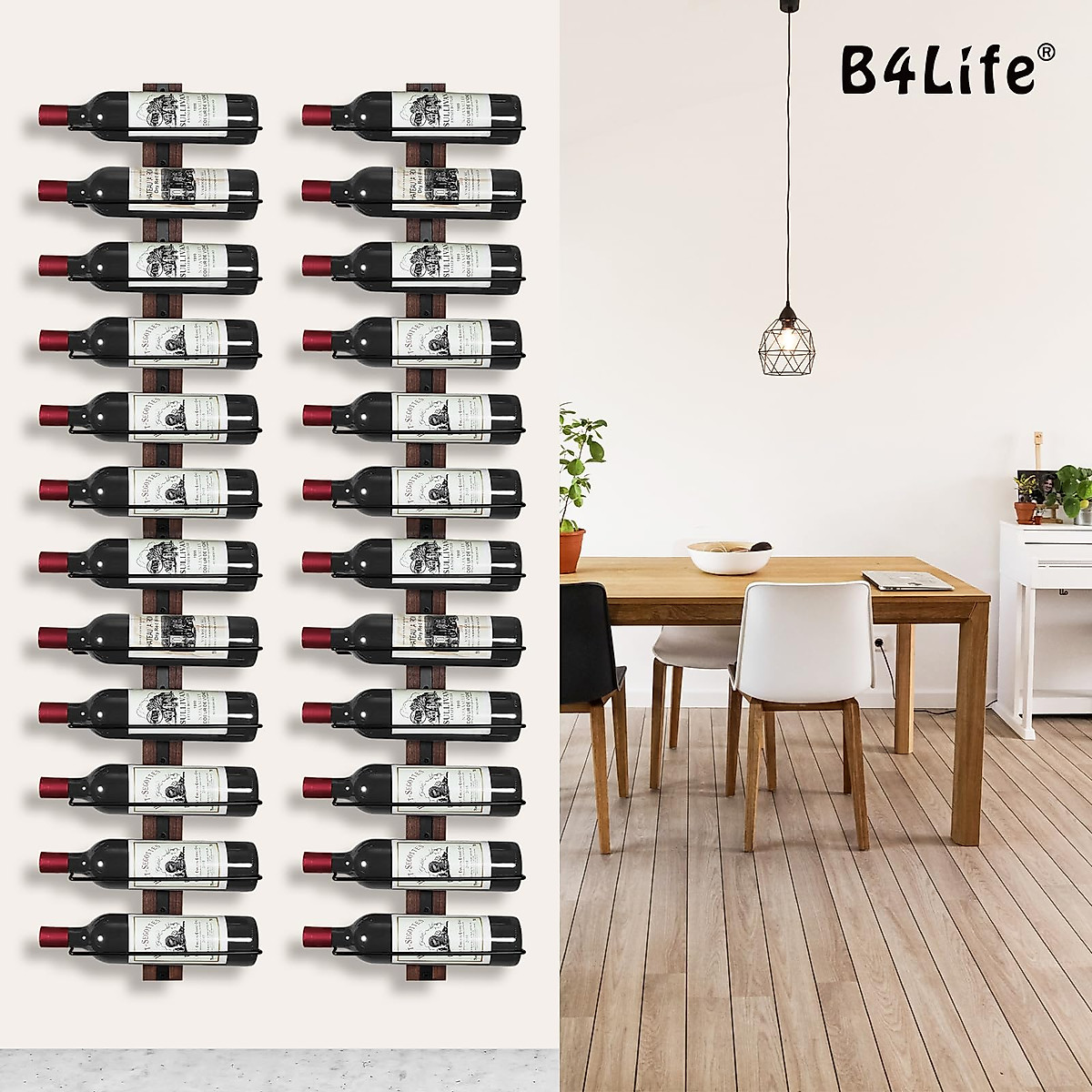 Wine Rack Wall Mounted for 24 Wine Bottles, Wall Wine Rack Wood Wine Racks for Wall, Wine Holder Wall Mounted Wine Bottle Racks for Kitchen, Dining Room, Bar