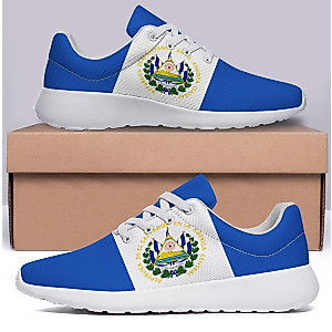 El Salvador Flag Shoes for Men Women Running Sneakers Breathable Casual Sport Tennis Shoes White Size 9.5