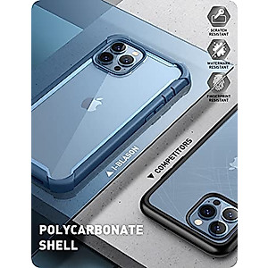 i-Blason Ares Case for iPhone 13 Pro 6.1 inch (2021 Release), Dual Layer Rugged Clear Bumper Case with Built-in Screen Protector - Azure
