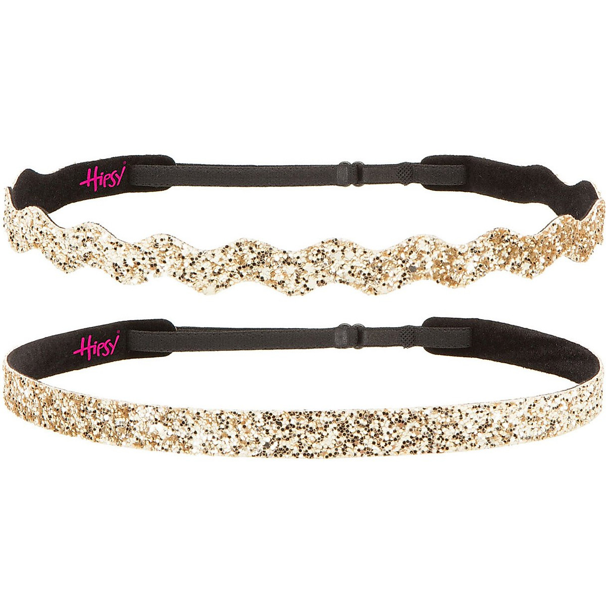 Hipsy Women's Adjustable NO SLIP Bling Glitter Headband Mixed Pack (Golden Rod 2pk)