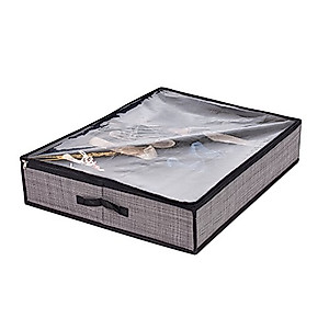 Internet's Best Under the Bed Shoe Storage Organizer - 12 Pair/Pockets - Zipper Closure Clear Cover - Grey